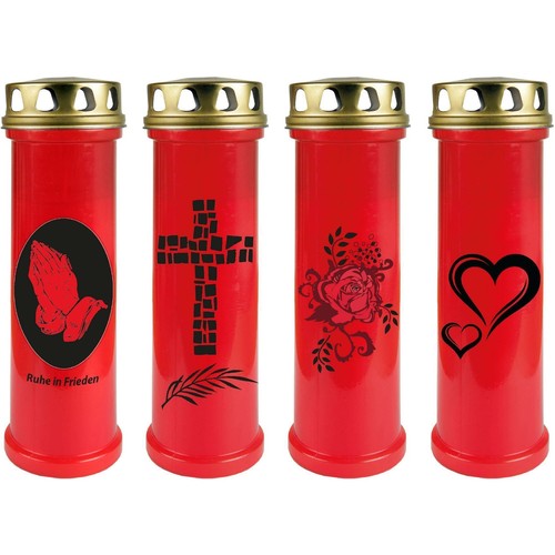 Bougie funéraire rouge 4 jours brûleur 100h lumière funéraire lampe ...