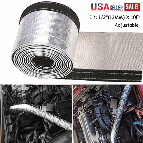 Metallic Heat Shield Sleeve 1/2" 10Ft Insulated Wire Hose Cover Wrap ...