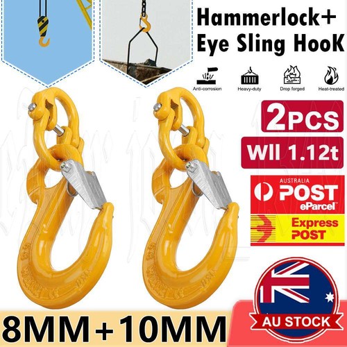 2PCS 8mm Hammerlock Eye Sling Hook Safety Chain Caravan Trailer Connect ...