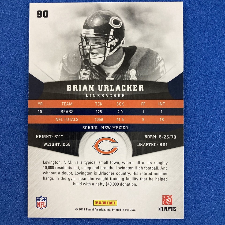 Brian Urlacher 2011 Panini Gridiron Gear Card #90 NFL Chicago Bears | eBay