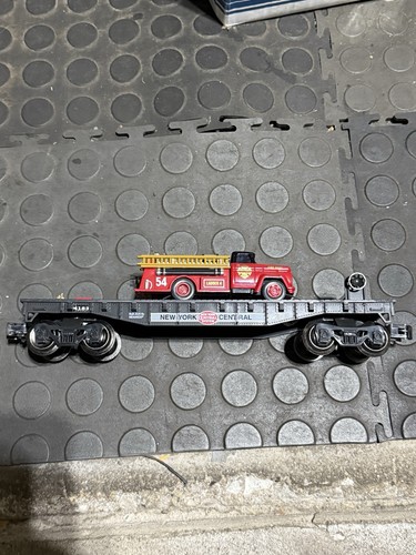 MENARDS GOLDLINE O Gauge New York Central Flatcar with Fire Truck Pre ...