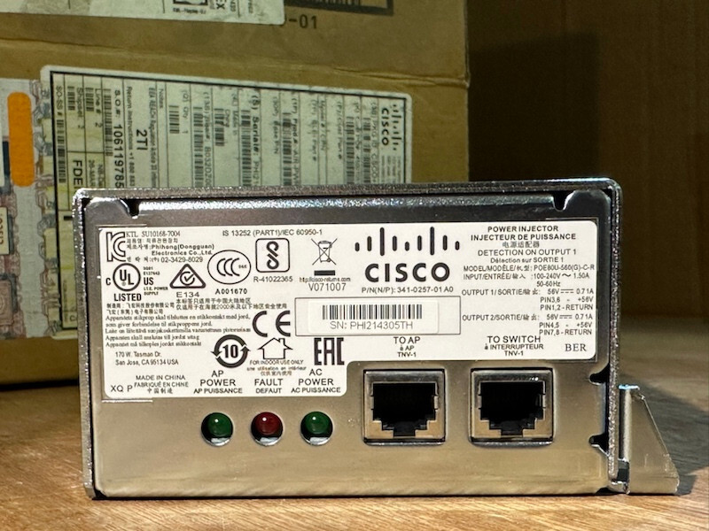 Cisco Power Injector Type POE80U-560 56V-07.AMP 341-0257-01 | eBay