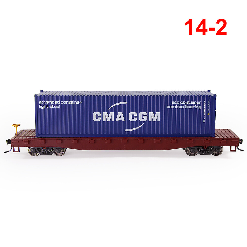 One Set HO Scale 52ft Flat Car 40ft Shipping Container Carriage 1:87 ...
