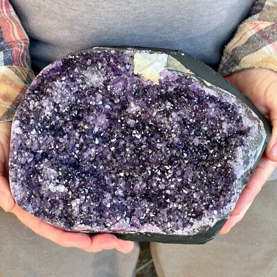 Extra Large Amethyst Geode Cut Base with Calcite High Grade | eBay