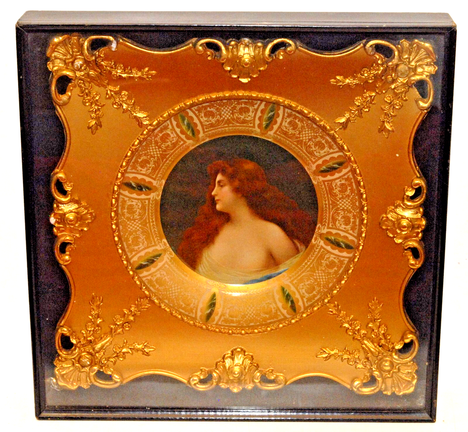 RARE 1905 COCA~COLA VIENNA ART PLATE ART NOUVEAU LADY GOLD FRAME ...