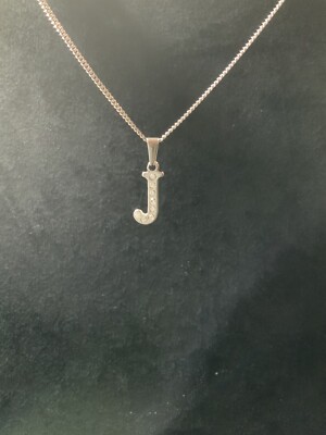Genuine 925 Sterling Silver 18” Chain Necklace With Crystal Initial ...