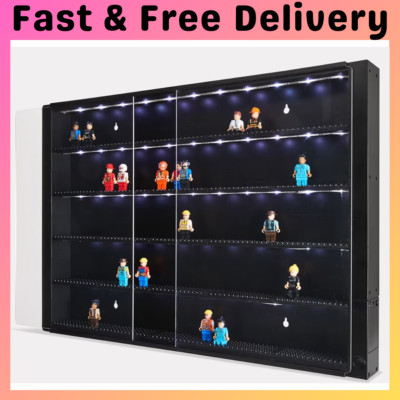 LEGO Figurine Display Case with LED lighting Wall Mountable Sliding ...