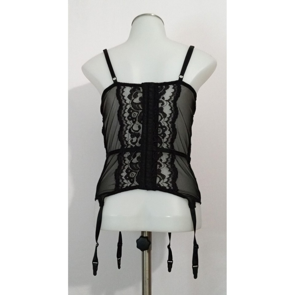 Shirley Of Hollywood Demi Shelf Bustier Basque Garter Lace & Mesh Sz 34 ...