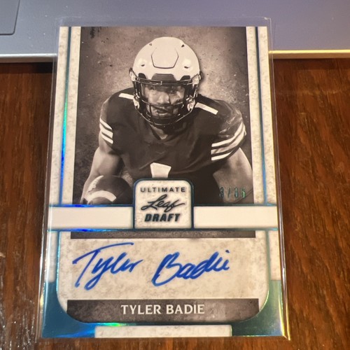 Tyler Badie 2022 Leaf Ultimate Draft Platinum Spectrum Rookie Auto RC ...