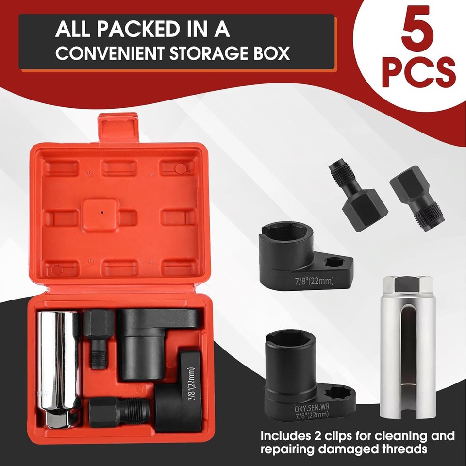 5pcs Oxygen O2 Sensor Socket Remover/Installer Thread Chaser Tool Set ...