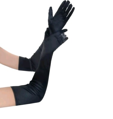 Black Patent Leather Opera Evening Gloves Cosplay Halloween Costume One ...