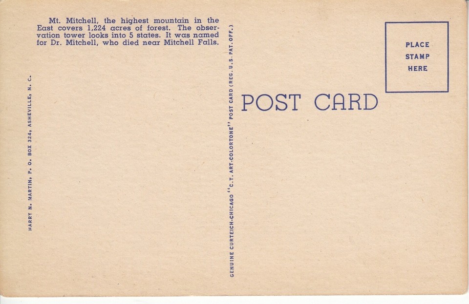 North Carolina - Mt. Mitchell, Observation Tower - Vintage Post Card | eBay