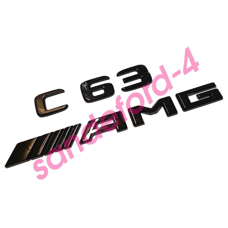 C63 + AMG + V8 BITURBO GLOSSY BLACK Emblem Badge for Mercedes Benz C63 ...