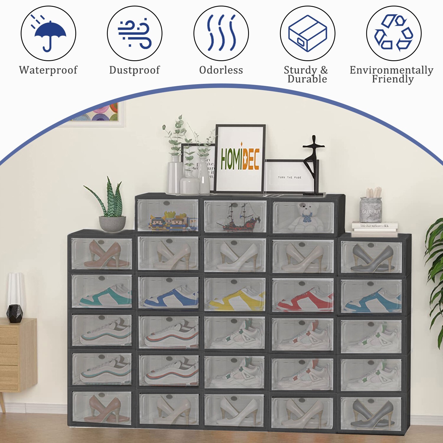 Stackable Transparent Shoe Box Front Opening Sneaker Cases Storage ...