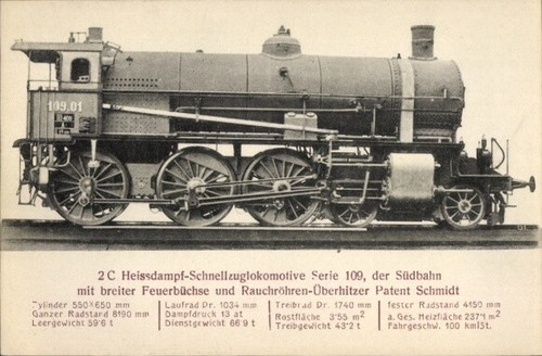 Postcard German Railway, Steam Locomotive, 2C Superheated Steam ...