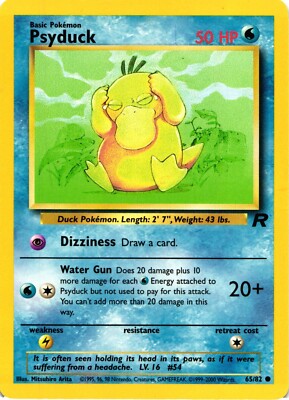 PSYDUCK 65/82 - Team Rocket Set - VINTAGE WOTC Pokemon Card - Unlimited ...