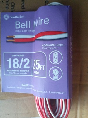 18 Southwire Bell Wire 18/2 25' red/white Wire | eBay