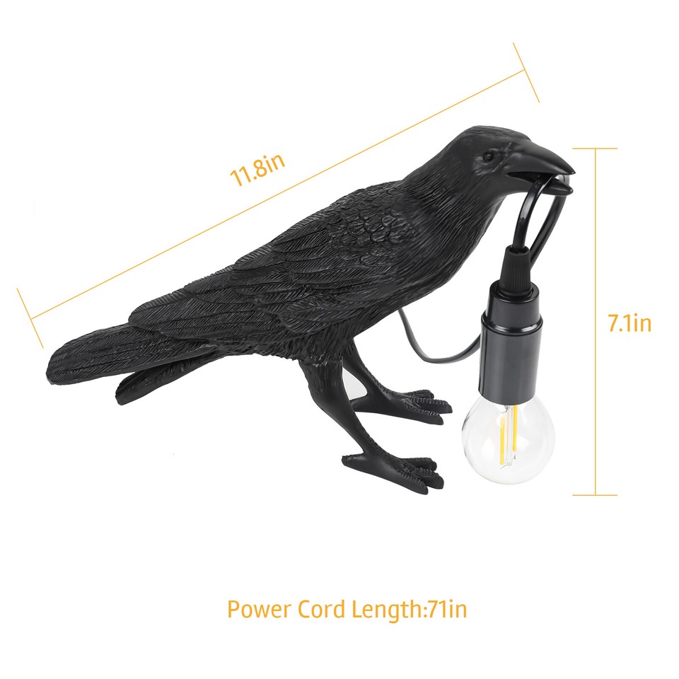 LamQee Table Lamp Crow Bird Desk LED E14 Bulb Wall Sconce Light Bedroom ...