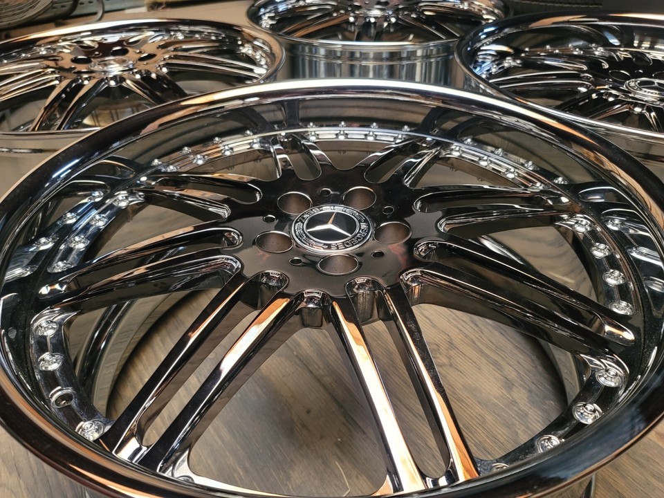Custom Forged Wheels Rims 21 inch Staggered 5X112 Black Chrome Mercedes ...