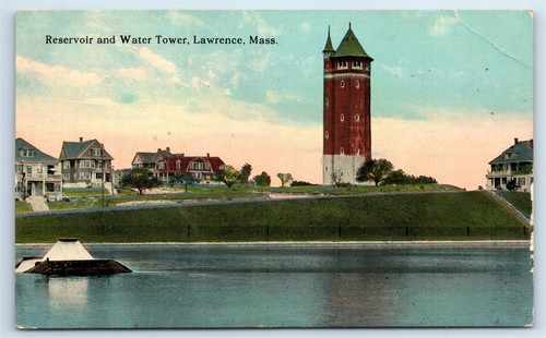 Postcard Reservoir and Water Tower, Lawrence, Mass 1913 J188 | eBay