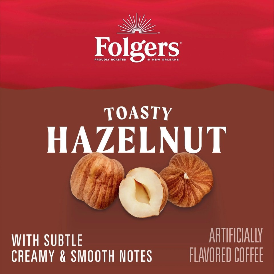 Folgers Toasty Hazelnut Artificially Flavored Ground Coffee, 9.6 oz ...