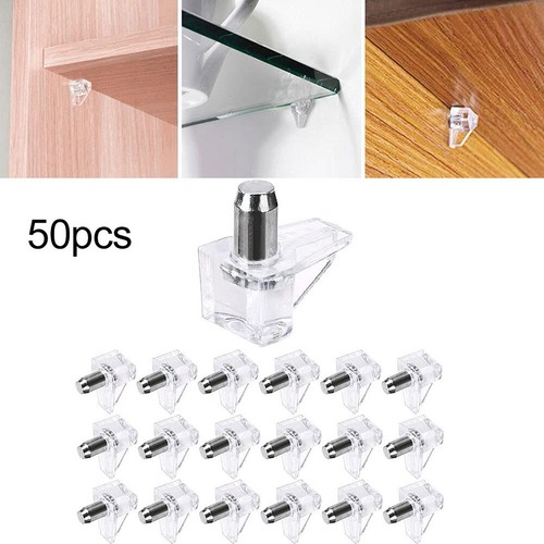 50 Clear Shelf Supports 5mm Plastic Brackets for Furniture Durable ...