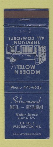 Matchbook Cover - Silverwood Motel Restaurant Fredericton NB | eBay