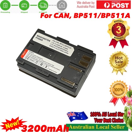 3200mAh WASHINGTON POWER BATTERY BP511 BP 511 For Canon EOS 20D 30D 50D ...