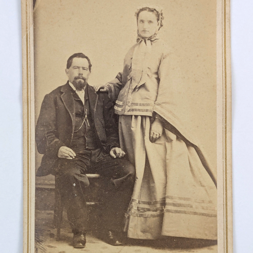 1860s CDV Photograph Victorian Couple Man And Woman Fashion Dessaur New ...