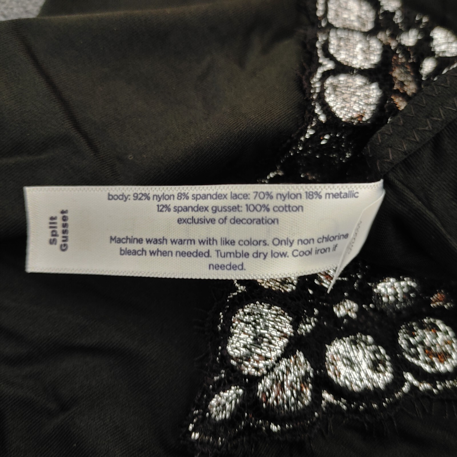 Lane Bryant Cacique 18/20 Sexy Split Gusset Thong Black Silver Bling ...