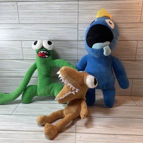 3 Rainbow Friends Phatmojo Plush Stuffed Toys Green Blue Orange Roblox ...