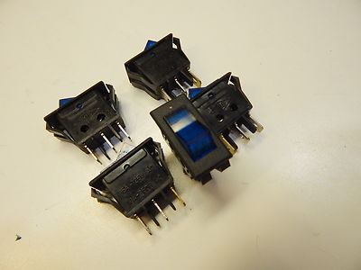 BLUE LAMPED ROCKER SWITCH 120VAC 15 AMP - 120VAC LAMP - YOU GET 5 ...