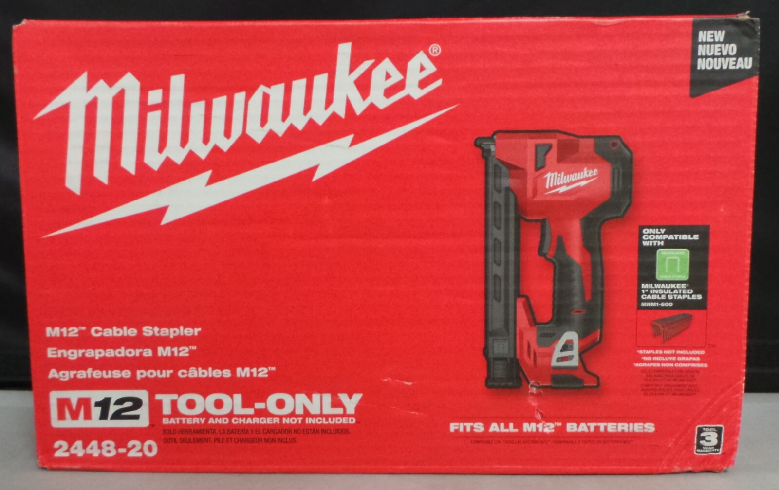 Milwaukee 2448-20 M12 12V Cordless Li-Ion Brushed Cable Stapler - Bare ...
