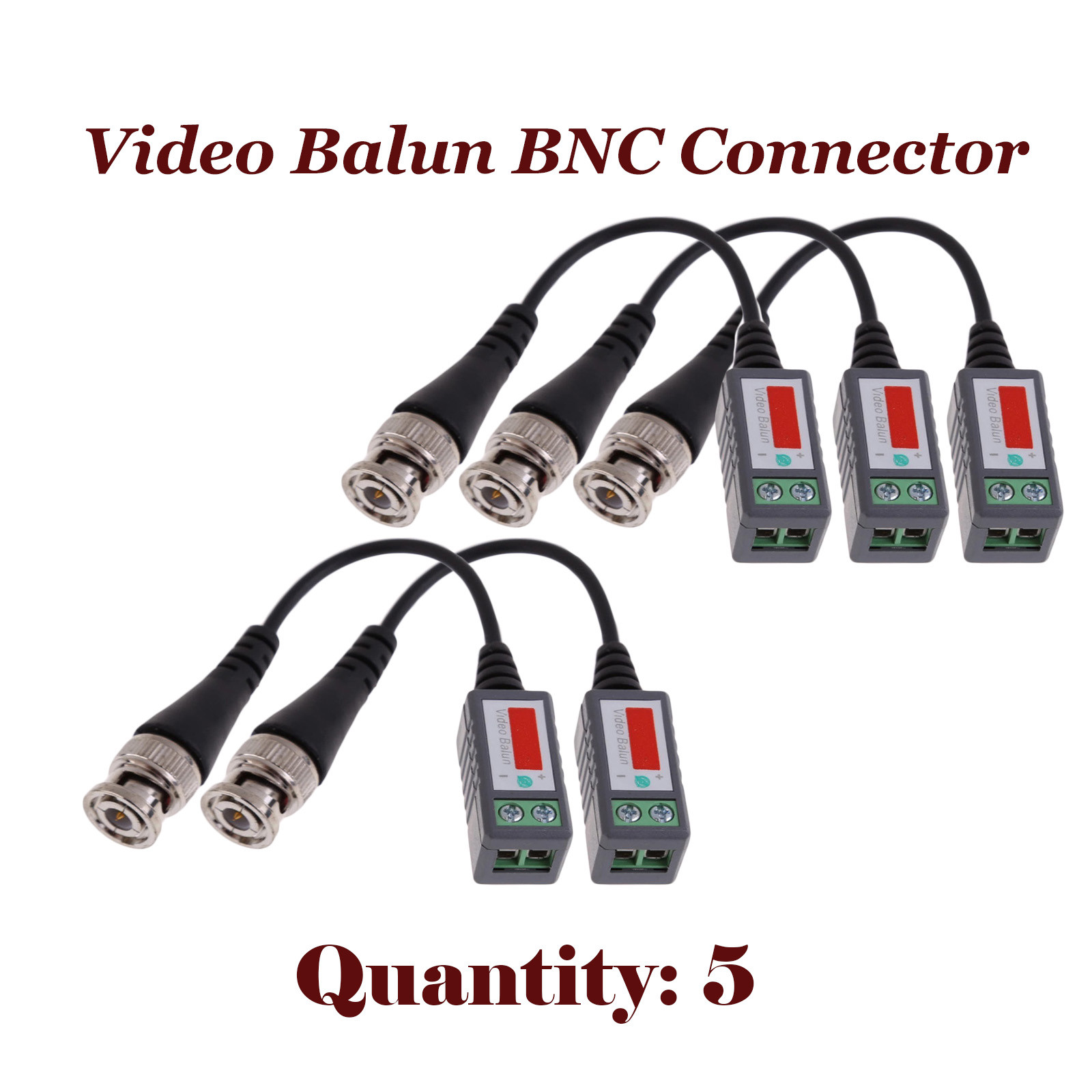 Passive Video Balun BNC Connector Adapter Coaxial Cable for CCTV Camera ...