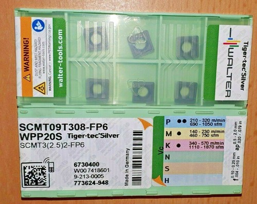 10 x Walter SCMT 09T308-FP6 WPP20S 3(2.5)2-FP6 carbide inserts Tiger ...