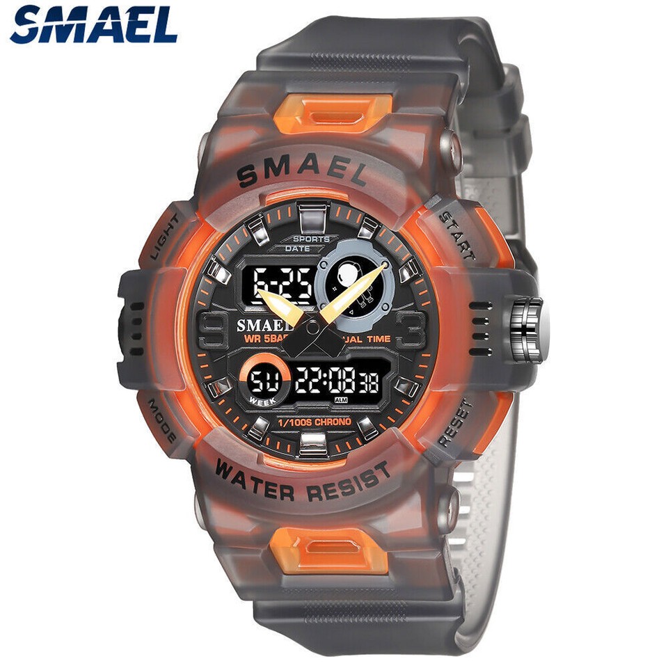 SMAEL Men Sport Watch Brand Digital Wristwatch Alarm LED Sport Watches ...