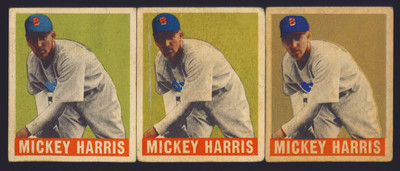 1948 1949 1948-49 LEAF BASEBALL ~ #27 ~ MICKEY HARRIS ~ THREE COLOR ...