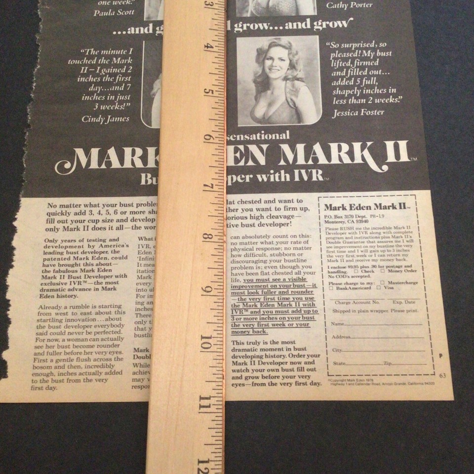 Mark Eden Bust Developer Ad Clipping Original Magazine Ad Cindy James ...