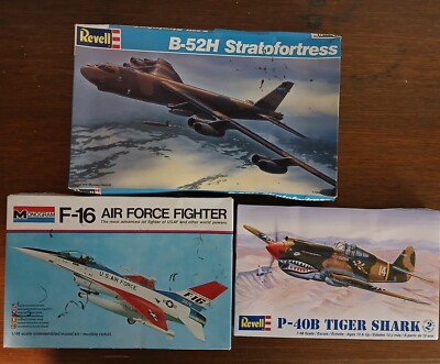 Revell Monogram Airplanes F-16 B-52 P-40B Lot of 3 Unassembled Sealed ...
