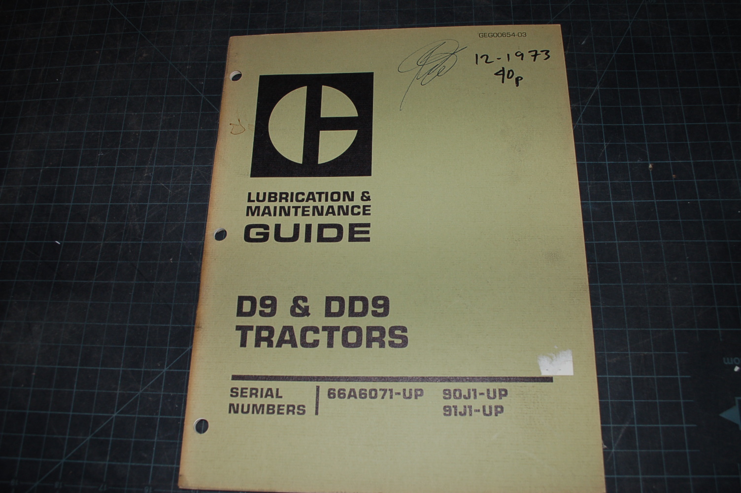 CAT Caterpillar D9 DD9 Tractor Crawler Dozer Owner Maintenance Manual ...