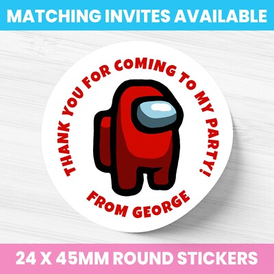 AMONG US SWEET CONE STICKERS PERSONALISED PARTY LABELS ANY BIRTHDAY ...