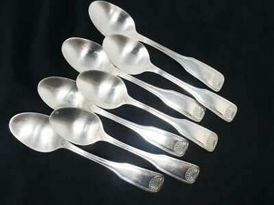 Kings Shell Pattern Stainless Steel China Teaspoon Set of 7. 6 1/8 ...