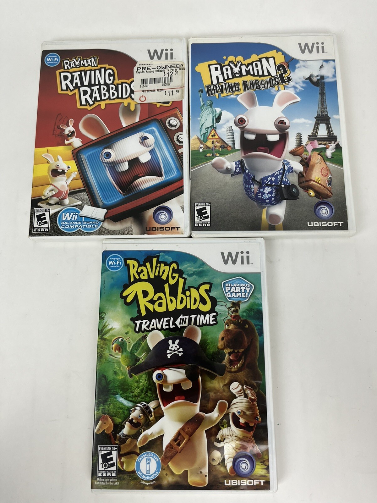 Nintendo Wii Rayman Lot of 3~Raving Rabbids 1, Raving Rabbids 2 ...