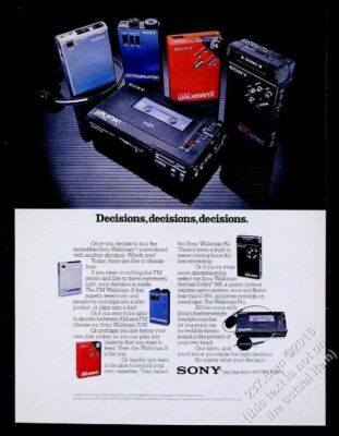 1982 Sony Walkman 5 models photo vintage print ad | eBay