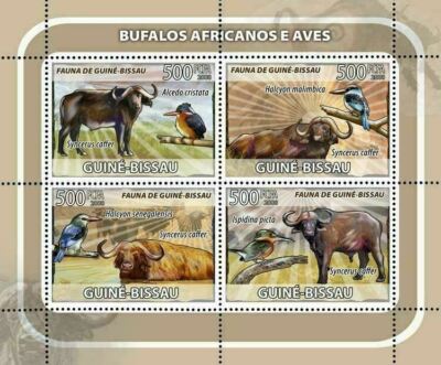 Buffalo Stamp Bird Syncerus Caffer Alcedo Cristata Wild Animal MNH ...