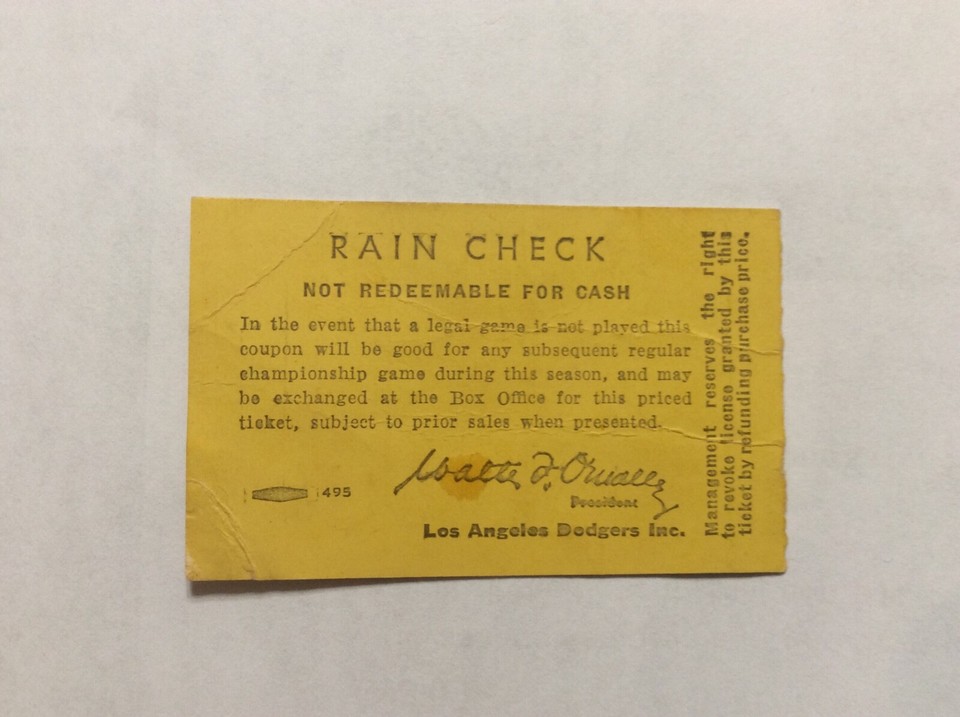 July 31, 1960 Los Angeles Dodgers v. Milwaukee Braves Ticket Stub DON ...