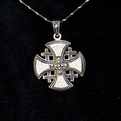 Sterling Silver Alisee Pattee Jerusalem Cross Necklace with Gemstones ...