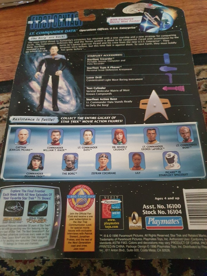 Star Trek Generations DATA Action Figure (Playmates, 1994) Mint Sealed ...
