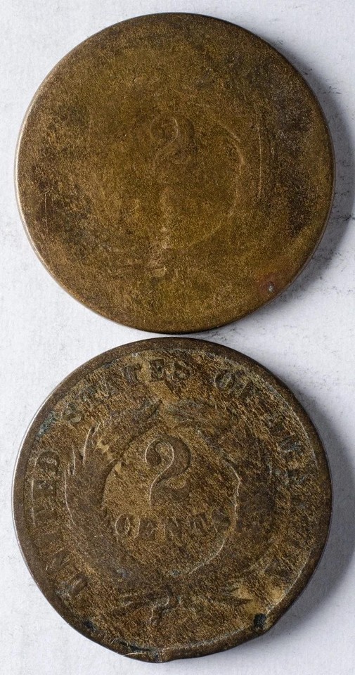 1865 & 1869 2 Cent Pieces Lot RARE Old US Type Coins Highly Sought ...