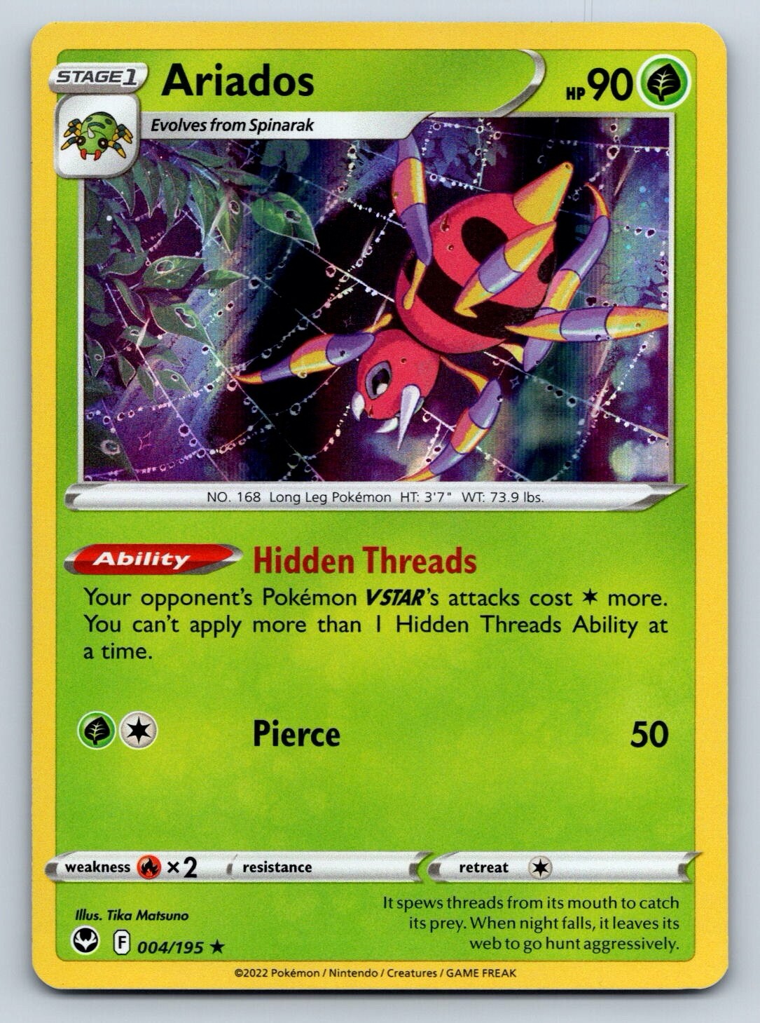 Ariados - Holo Rare - Silver Tempest 004/195 Pokemon TCG Card EB324 | eBay